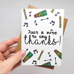 Music Teacher Appreciation Card: Colorful Thank You Note - Etsy
