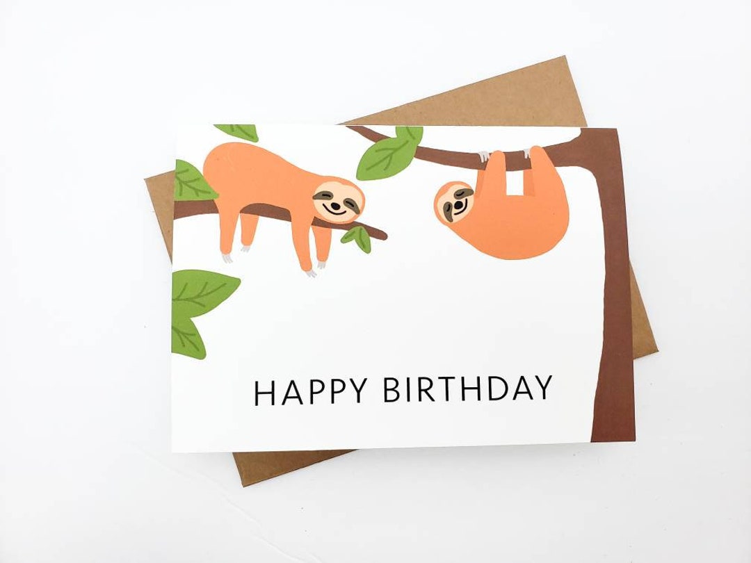 Fun Sloth Themed Happy Birthday Card - Etsy