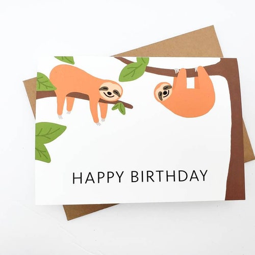 Sloth Birthday Card Sloth Birthday Card Happy Birthday - Etsy
