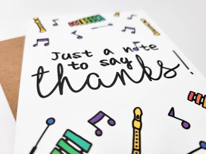 Music Teacher Appreciation Card: Colorful Thank You Note - Etsy