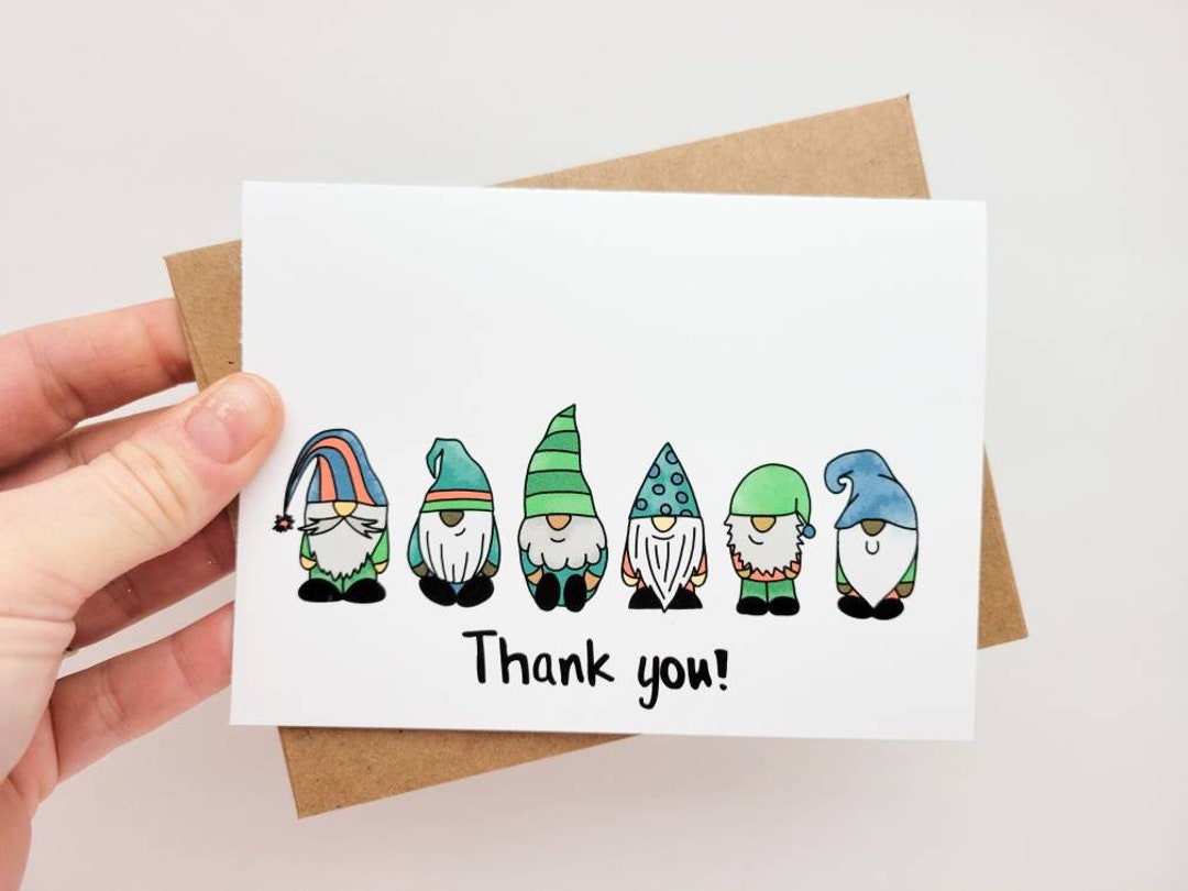 Cute Gnomes Thank You Card Gnome Teacher Appreciation Card - Etsy
