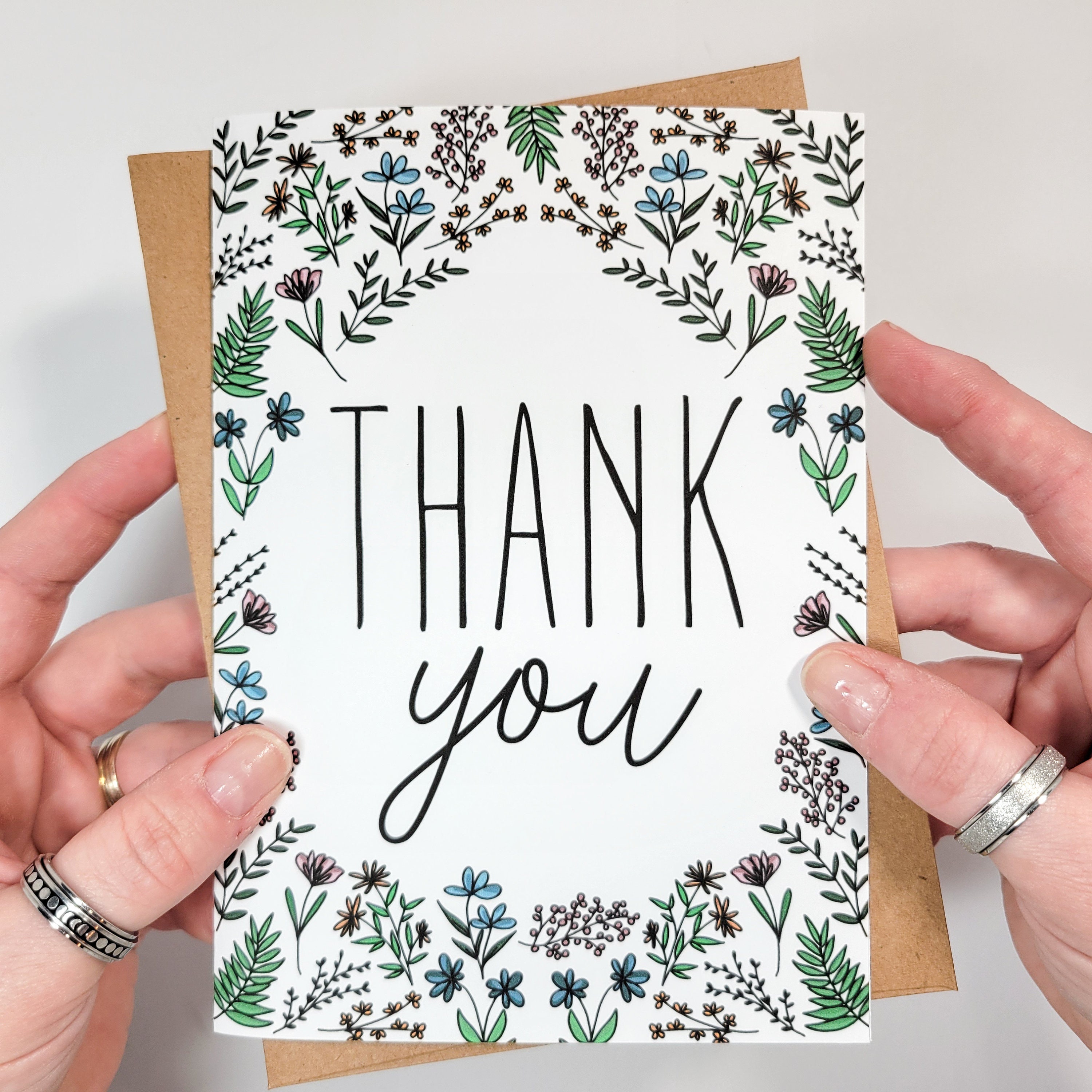 Pretty Spring Floral Thank You Card - Etsy