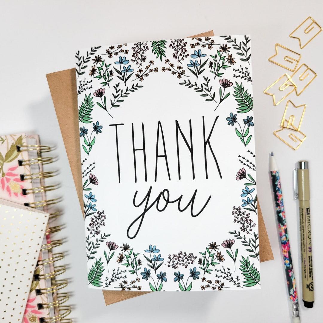 Pretty Spring Floral Thank You Card - Etsy