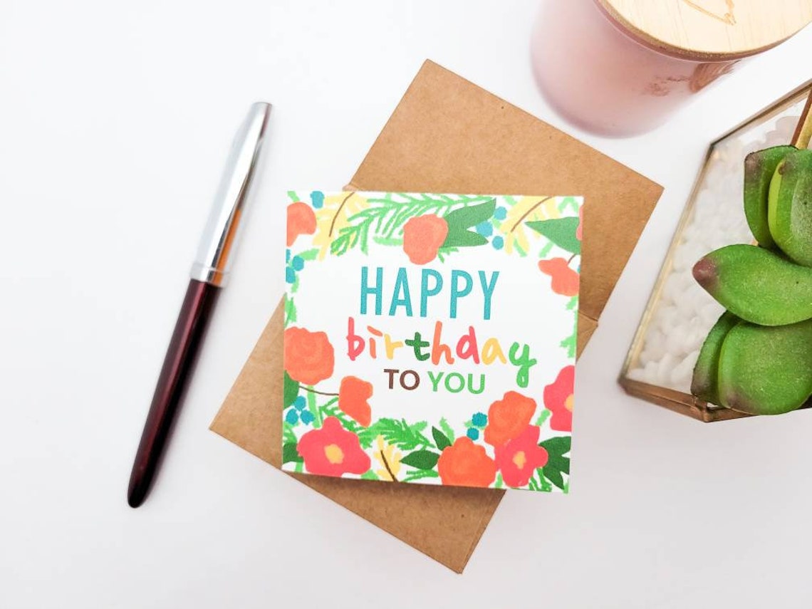 Brightly Colored Tiny Birthday Card Colorful Birthday Card - Etsy