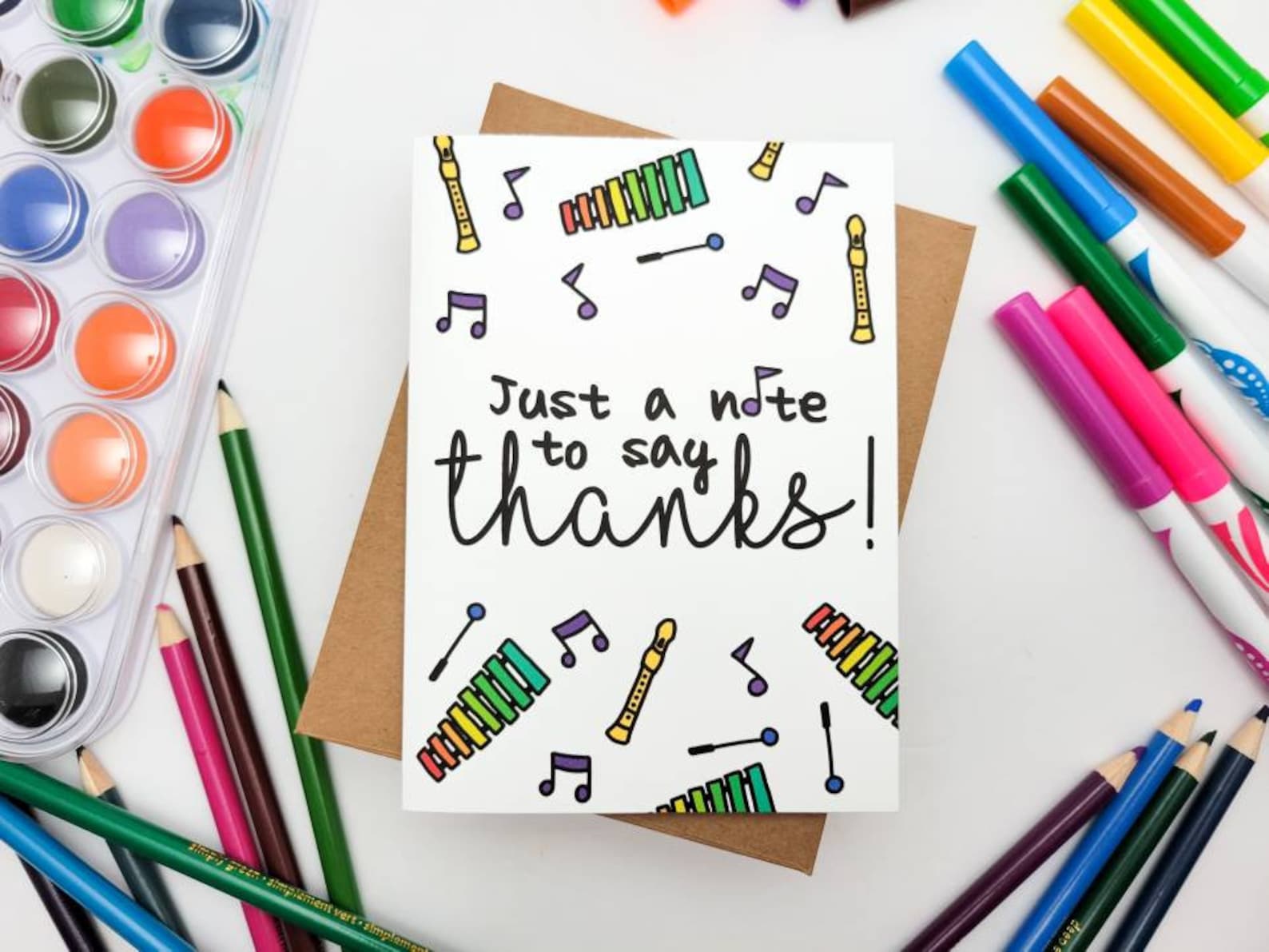 Music Teacher Appreciation Card: Colorful Thank You Note - Etsy