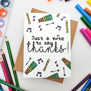 Music Teacher Appreciation Card: Colorful Thank You Note - Etsy