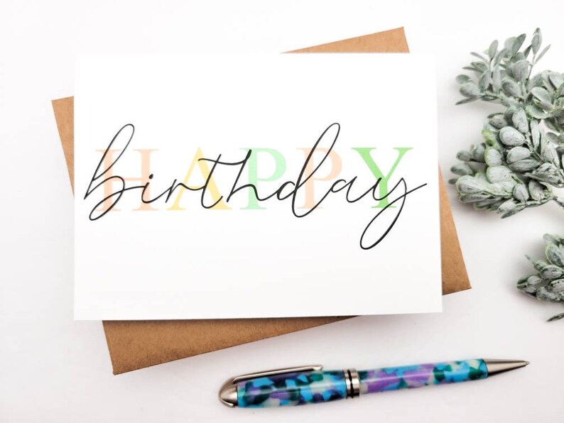 Simple Happy Birthday Greeting Card - Etsy