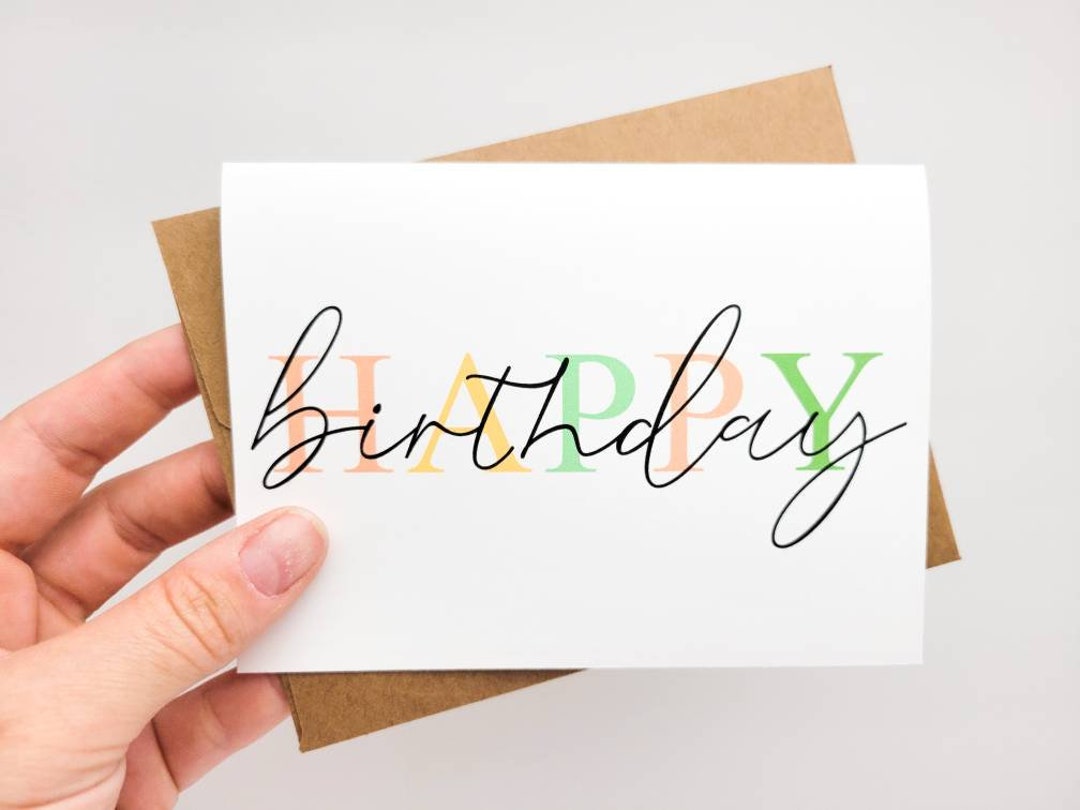 Simple Happy Birthday Greeting Card - Etsy