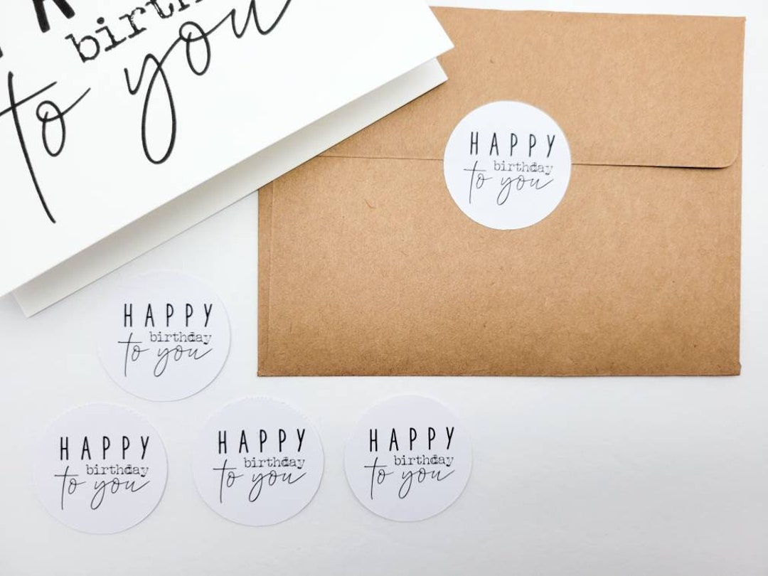 Minimalist Happy Birthday Envelope Sticker - Simple Birthday Envelope ...