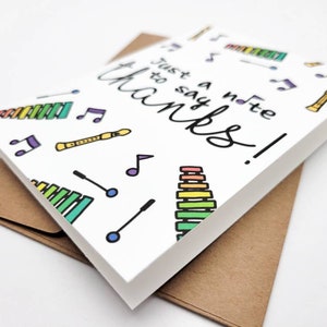 Music Teacher Appreciation Card: Colorful Thank You Note - Etsy