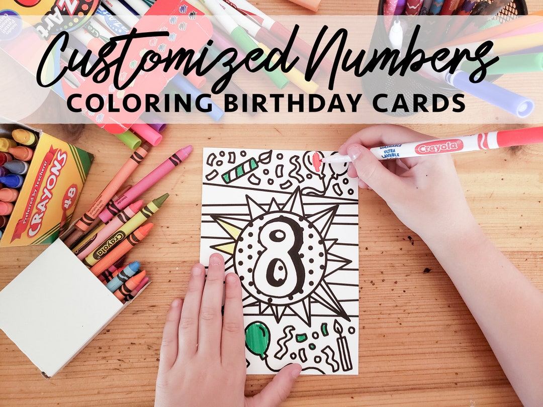 Customizable Number Coloring Birthday Card From Kids - Etsy