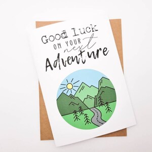 Good Luck Adventure Card: Mountain Landscape Greeting Card - Etsy