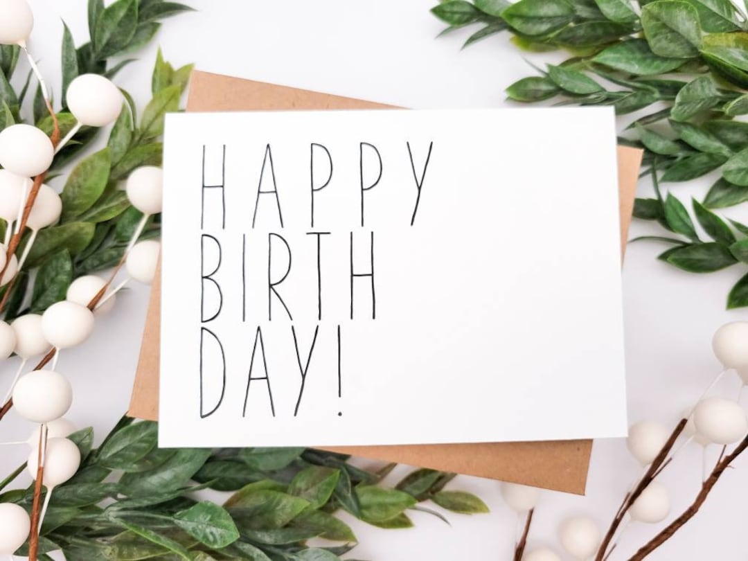 Minimalist Happy Birthday Card - Etsy