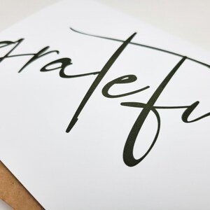 Grateful Script Thank You Card With Kraft Envelope - Etsy