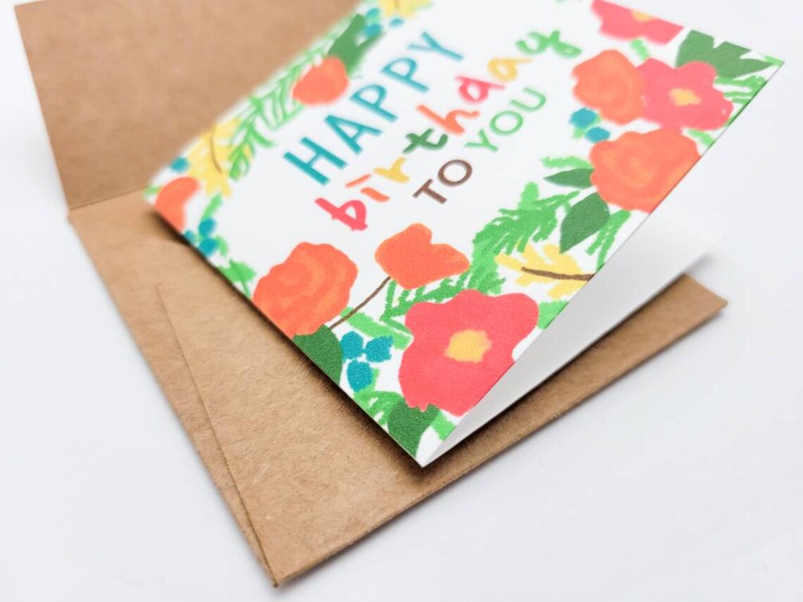 Brightly Colored Tiny Birthday Card Colorful Birthday Card - Etsy