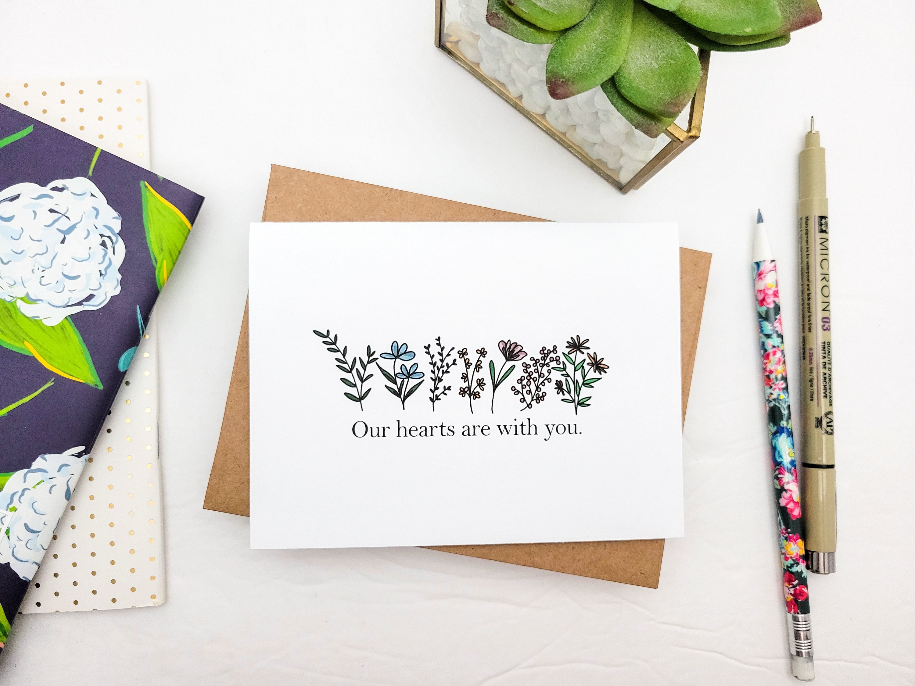 Pretty Sympathy Card From Family or Work - Our Hearts Are With You ...