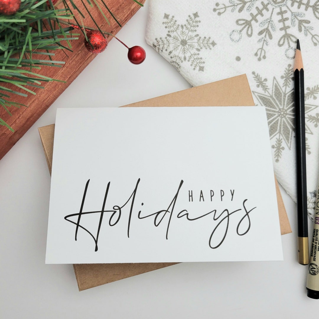 Minimalist Happy Holidays Greeting Card - Simple Holiday Greeting Card ...