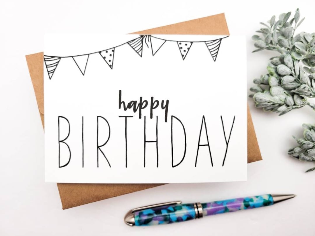 Cute and Simple Happy Birthday Card - Etsy