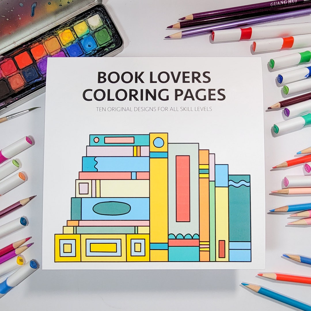 Book Themed High Quality Coloring Book - Coloring Book Gift for Book ...