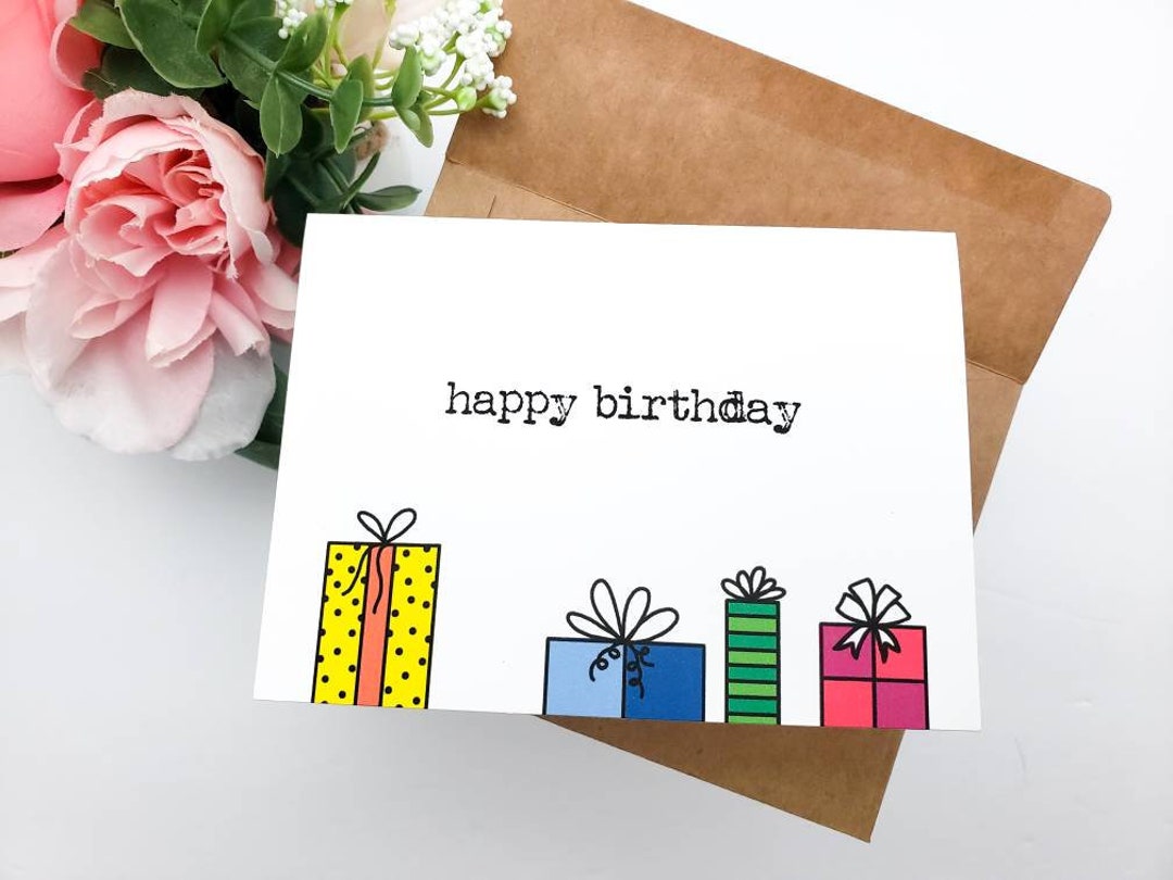 Colorful Happy Birthday Card With Gifts - Etsy