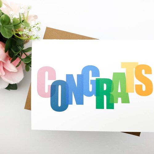 Rainbow Congratulations Card Multicoloured Handmade Congrats - Etsy