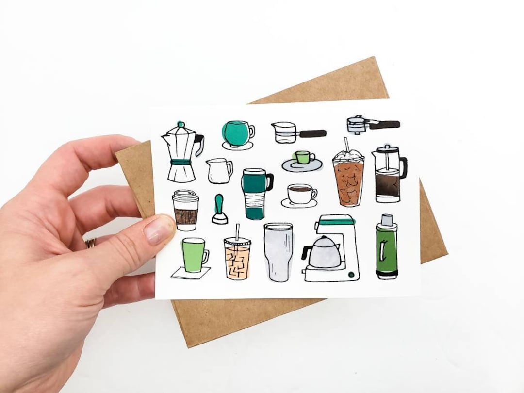 Cute Coffee Themed Greeting Card for Any Occasion - Etsy