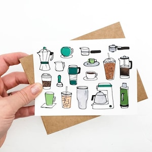 Cute Coffee Themed Greeting Card for Any Occasion - Etsy