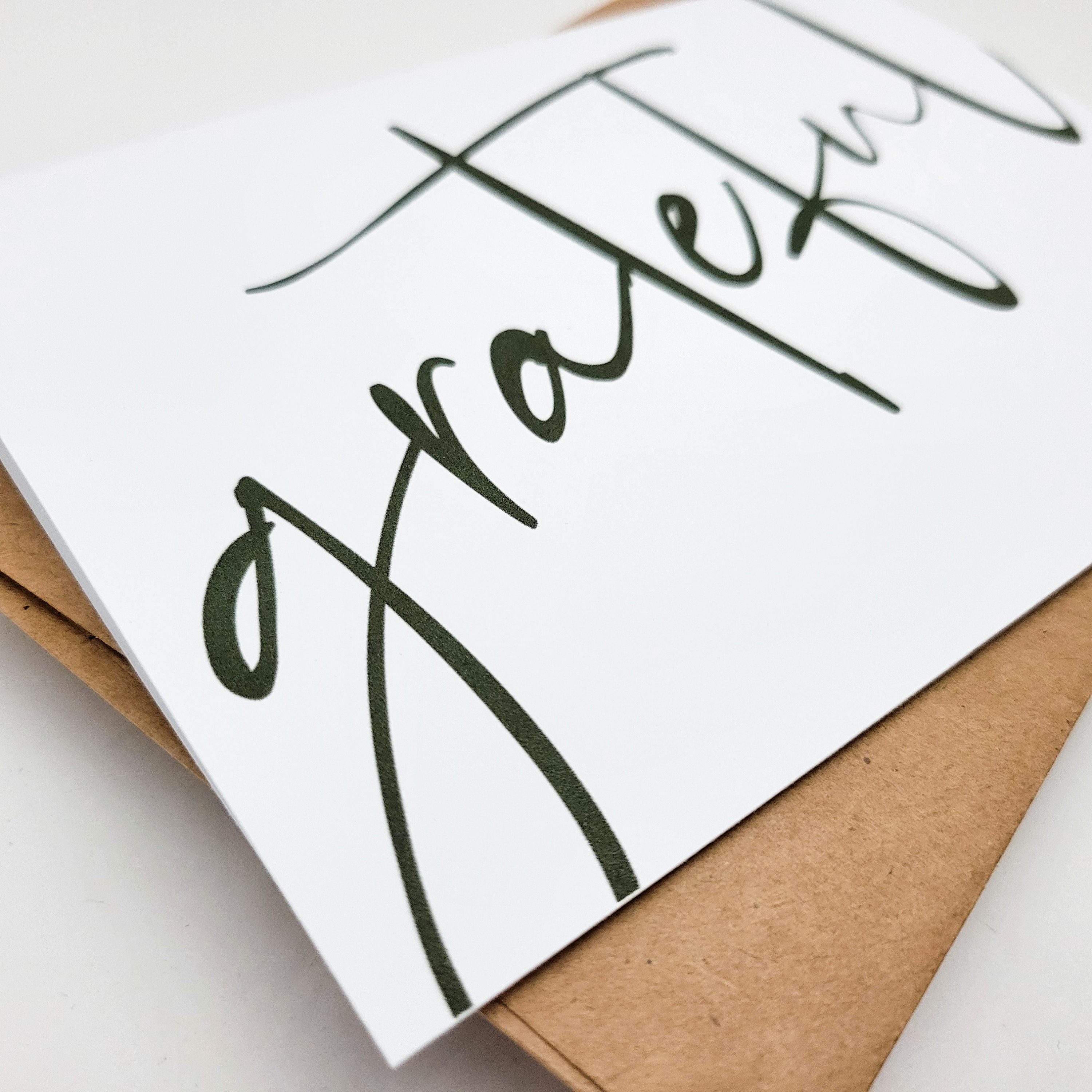 Grateful Script Thank You Card With Kraft Envelope - Etsy