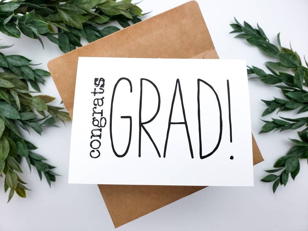 Minimalist Graduation Card: Congrats Grad, Kraft Envelope - Etsy