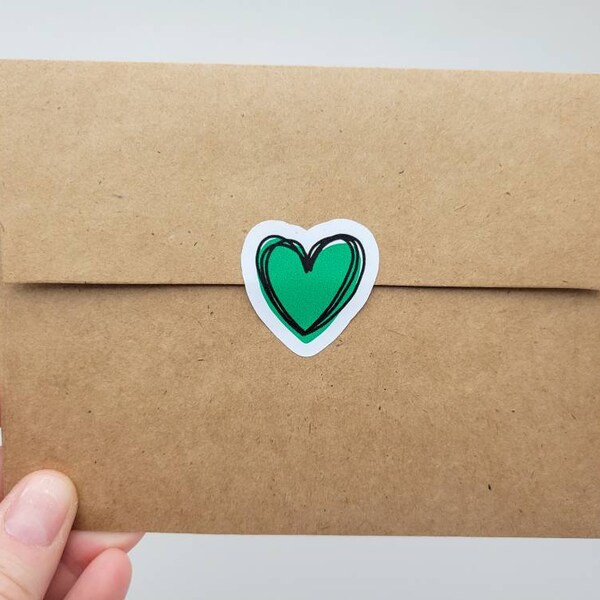 Green Heart Stickers - Etsy