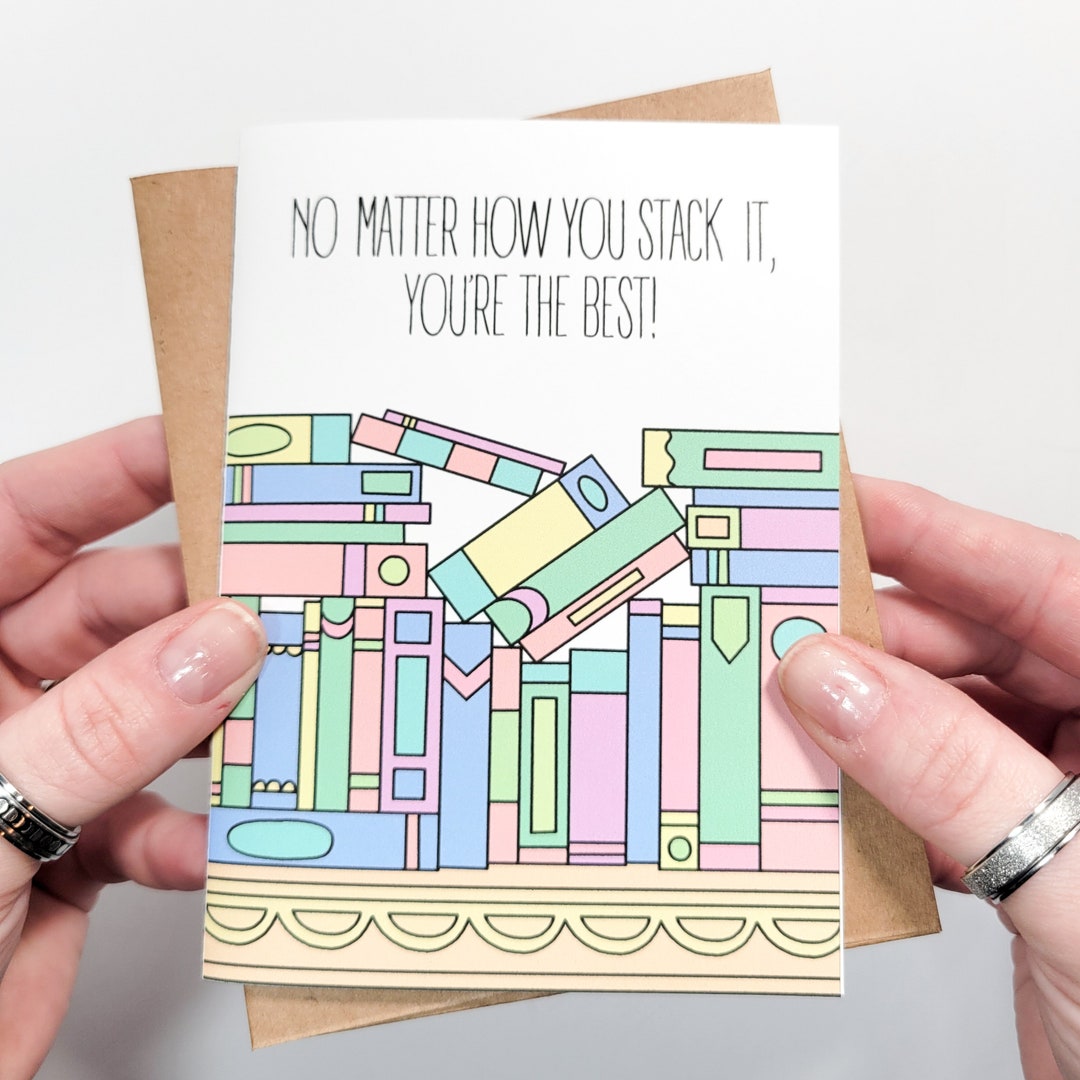 Book Themed Greeting Card for Teacher Appreciation - Librarian Thank ...