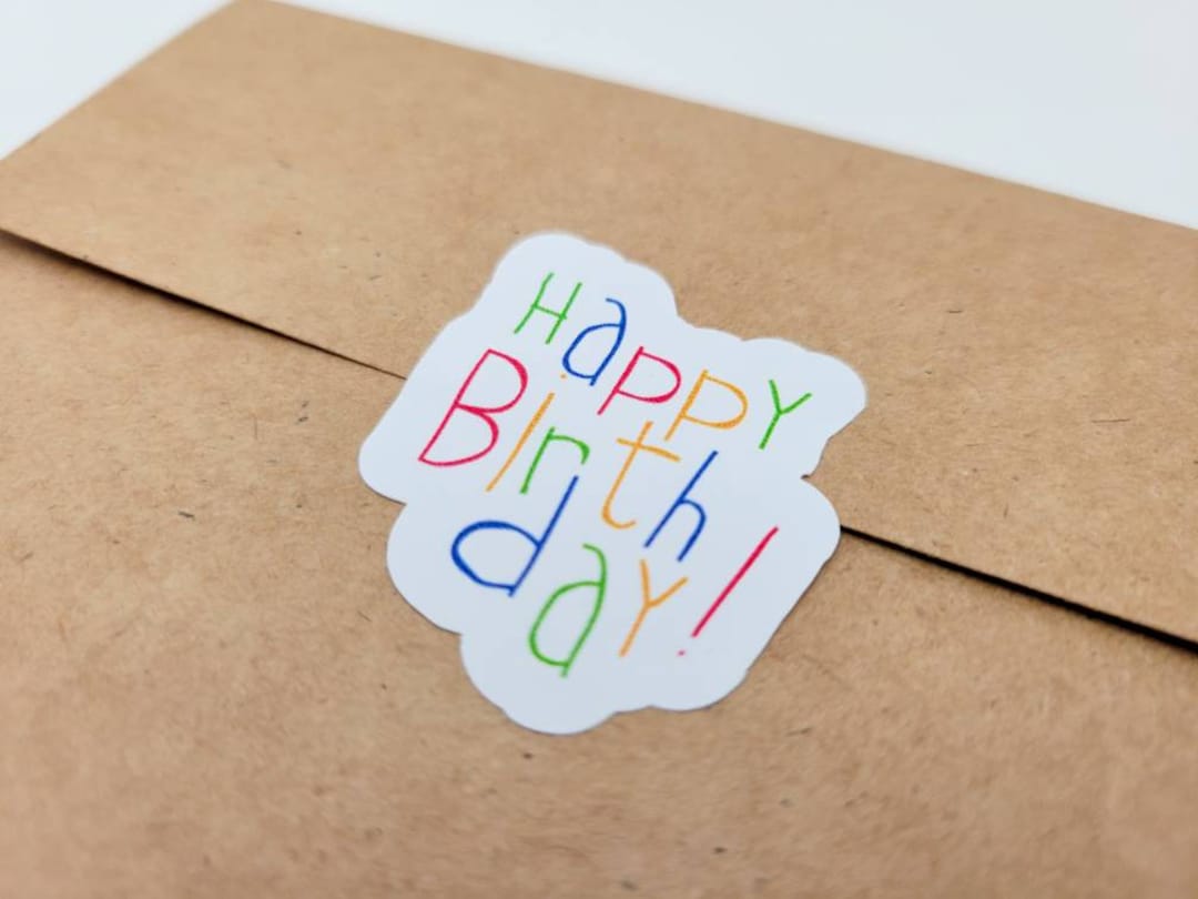 Colorful Happy Birthday Envelope Seal Sticker for Greeting Card ...