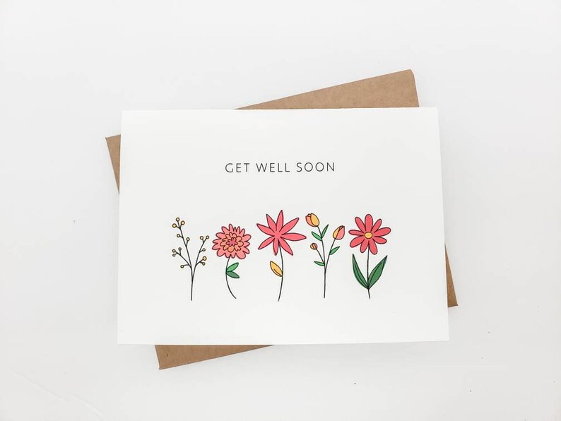 Floral Get Well Soon Card: Simple Encouragement Card - Etsy Österreich