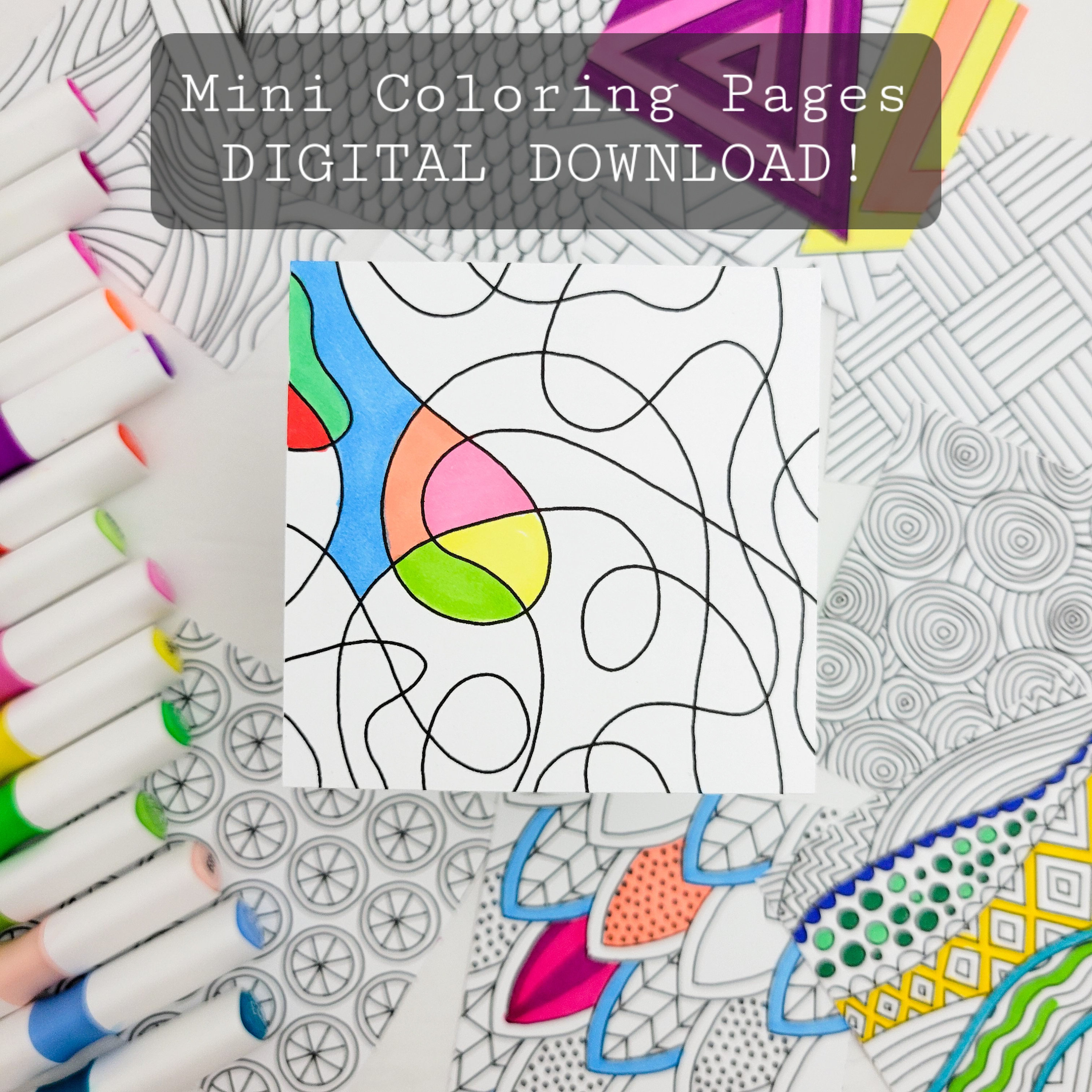 Abstract Designs Mini Coloring Pages Digital Download - Etsy