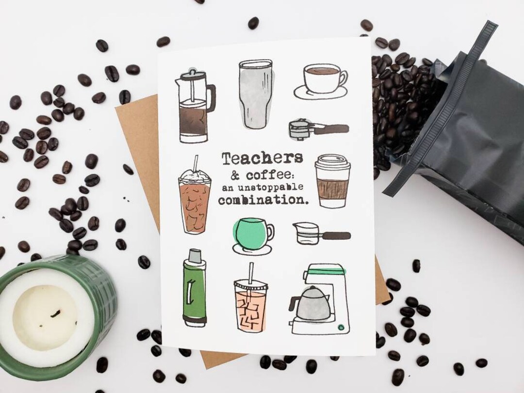Coffee Themed Teacher Appreciation Greeting Card - Etsy