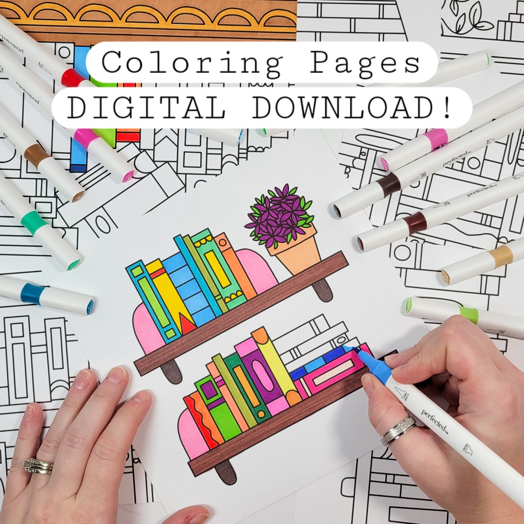 Book Themed Coloring Pages as a DIGITAL DOWNLOAD - Book and Reading ...