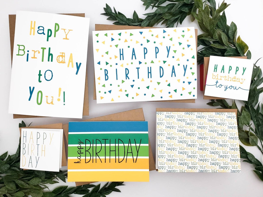 Colorful Birthday Card Variety Pack - Set of Colorful Happy Birthday ...
