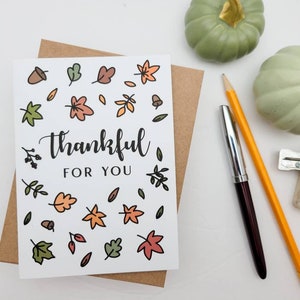Thankful for You Fall Themed Thank You Card - Etsy