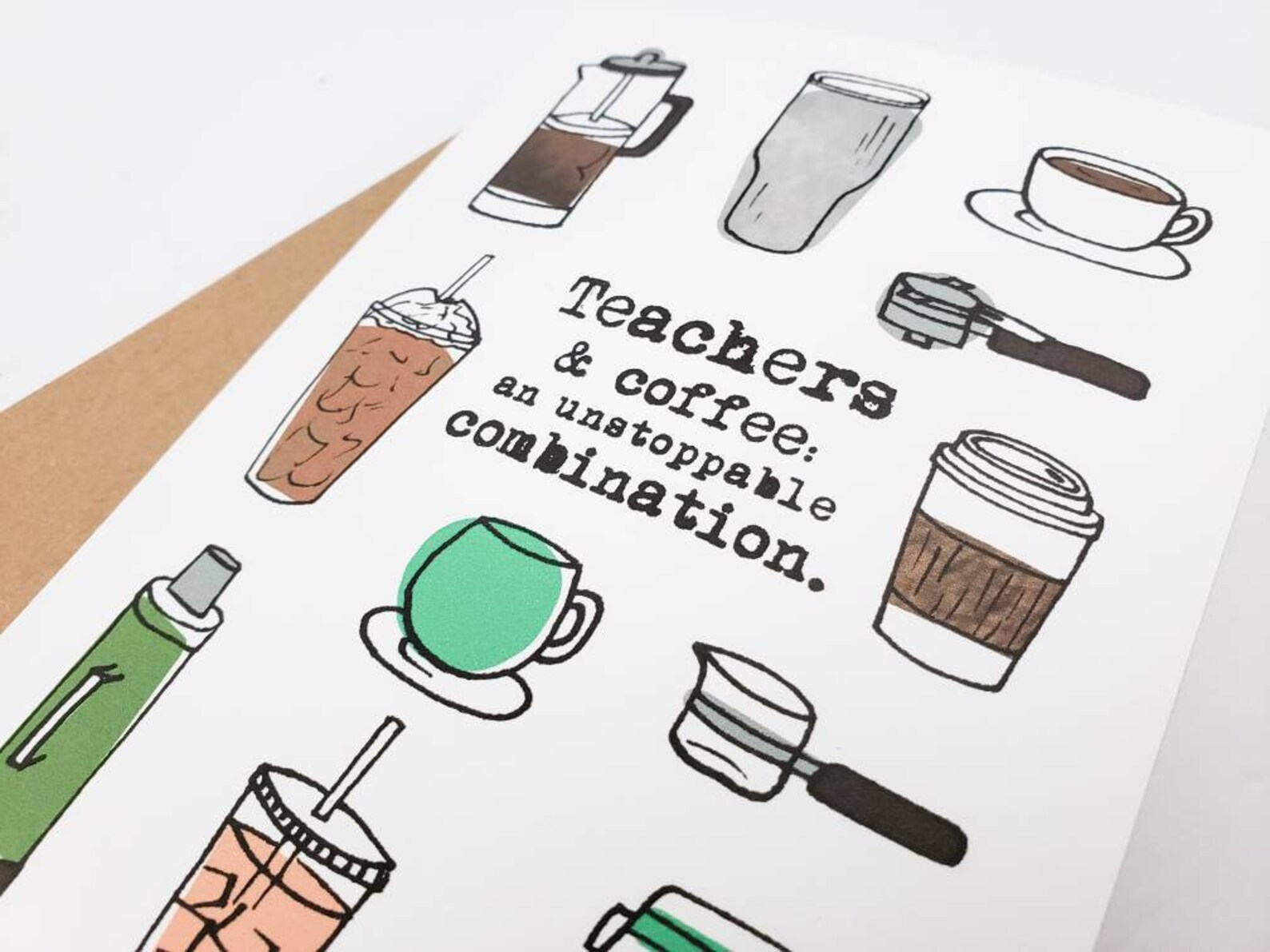 Coffee Themed Teacher Appreciation Greeting Card - Etsy UK