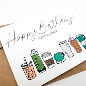 Coffee Themed Happy Birthday Greeting Card - Coffee Themed Birthday ...