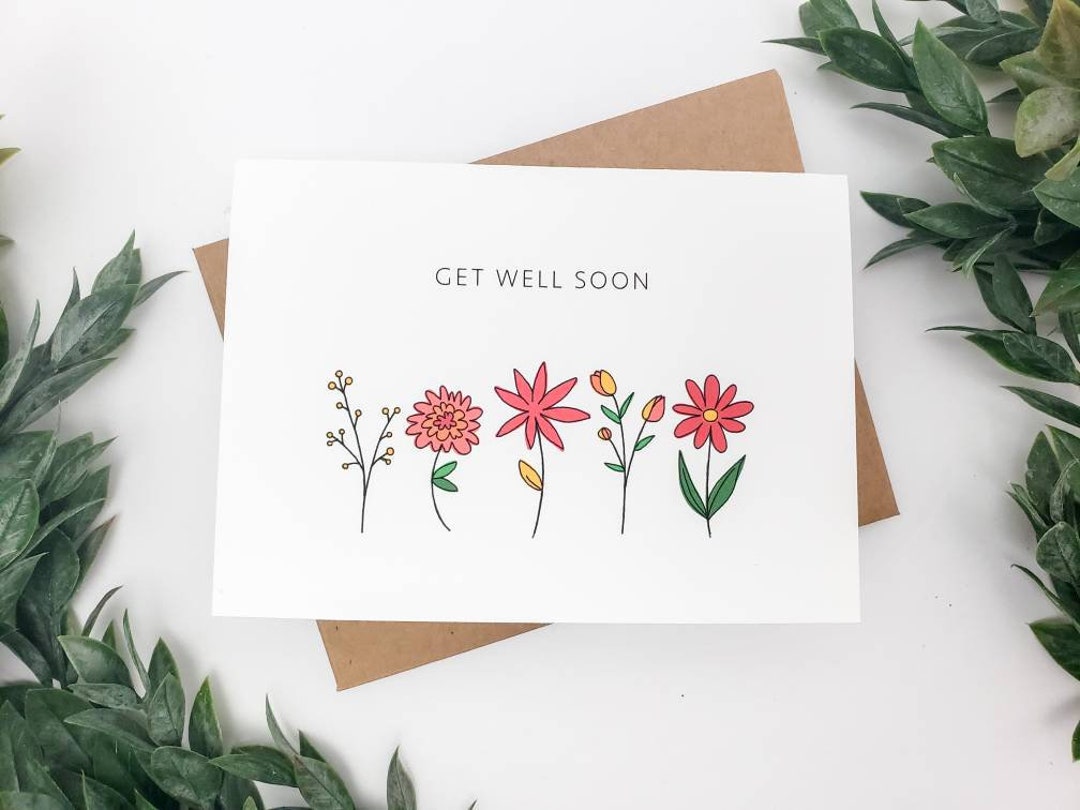 Floral Get Well Soon Card: Simple Encouragement Card - Etsy Österreich
