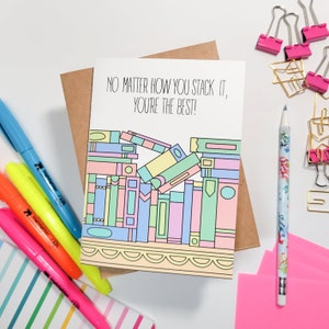 Book Themed Greeting Card for Teacher Appreciation - Librarian Thank ...