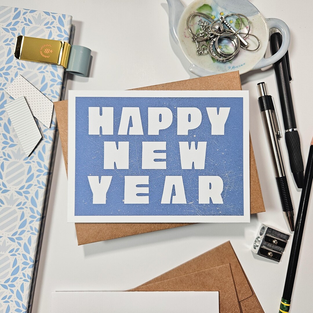 Pretty Happy New Year Greeting Card - Etsy