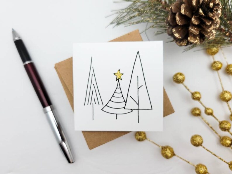 Small Minimalist Christmas Tree Greeting Card - Etsy