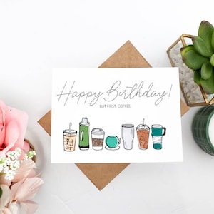 Coffee Themed Happy Birthday Greeting Card - Coffee Themed Birthday ...