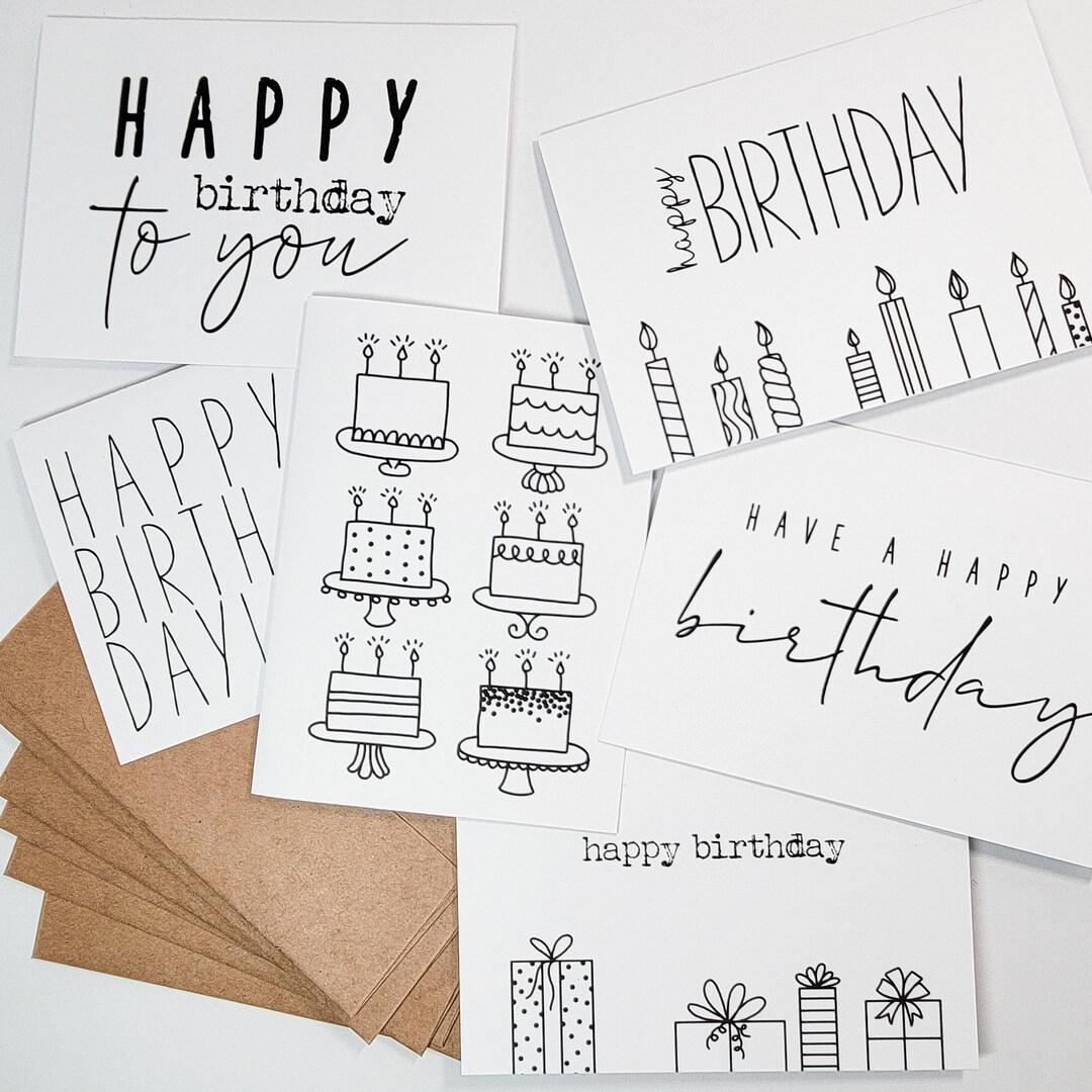 Simple Minimalist Birthday Cards Variety Pack - Pack of Simple Birthday ...