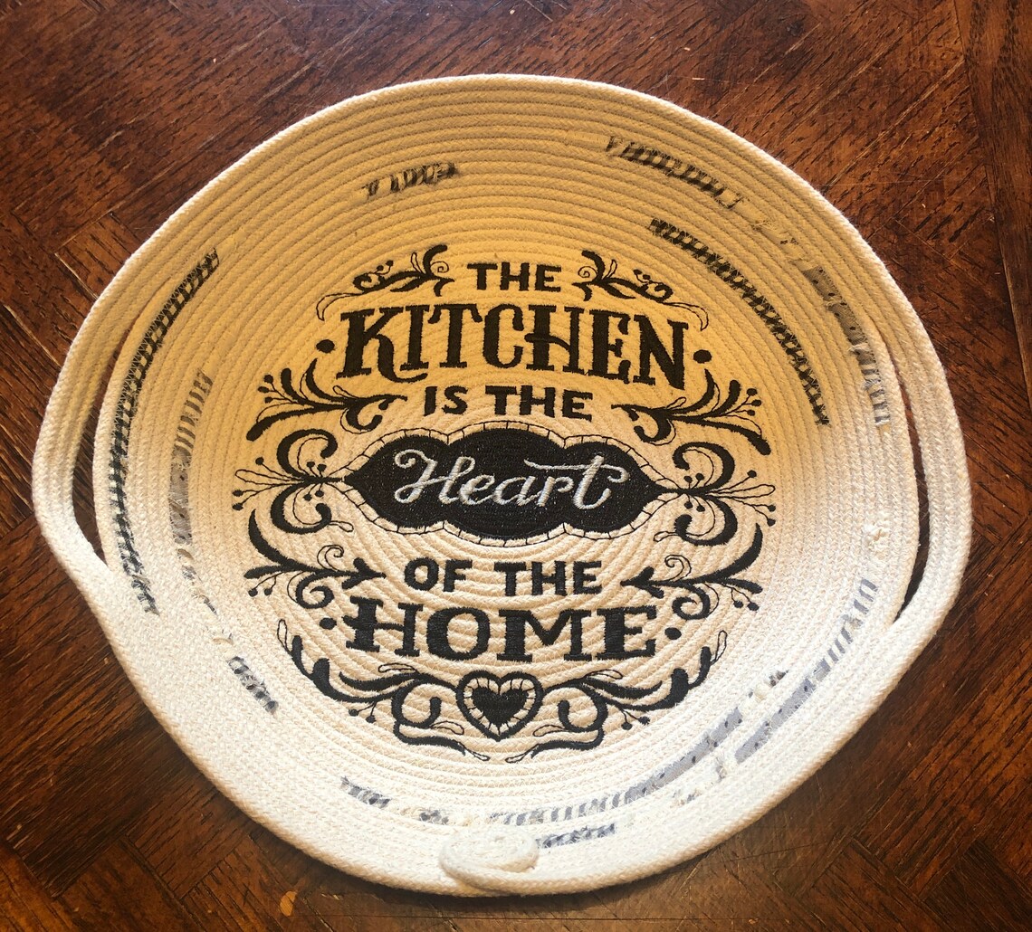 Rope Basket, Rope Bowl, Basket With Embroidery, Rope Basket Homemade ...