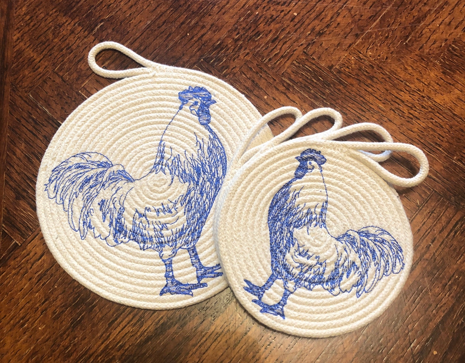 Embroidered Rope Coasters, Rope Coaster Set, Rope Coasters, Handmade ...