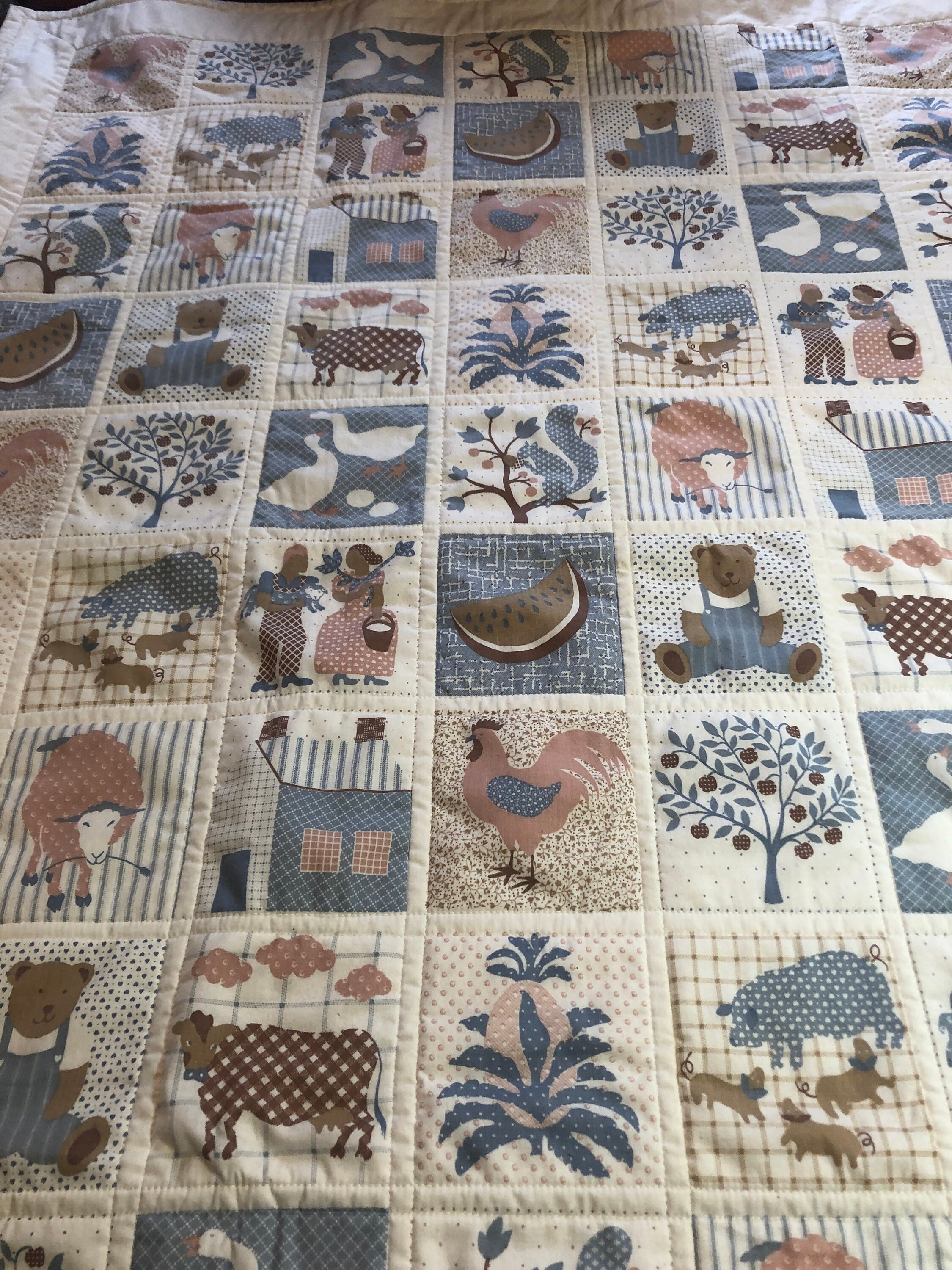 Farm Animal Baby Quilt, Farm Baby Quilt, Handmade Baby Quilt, Baby ...