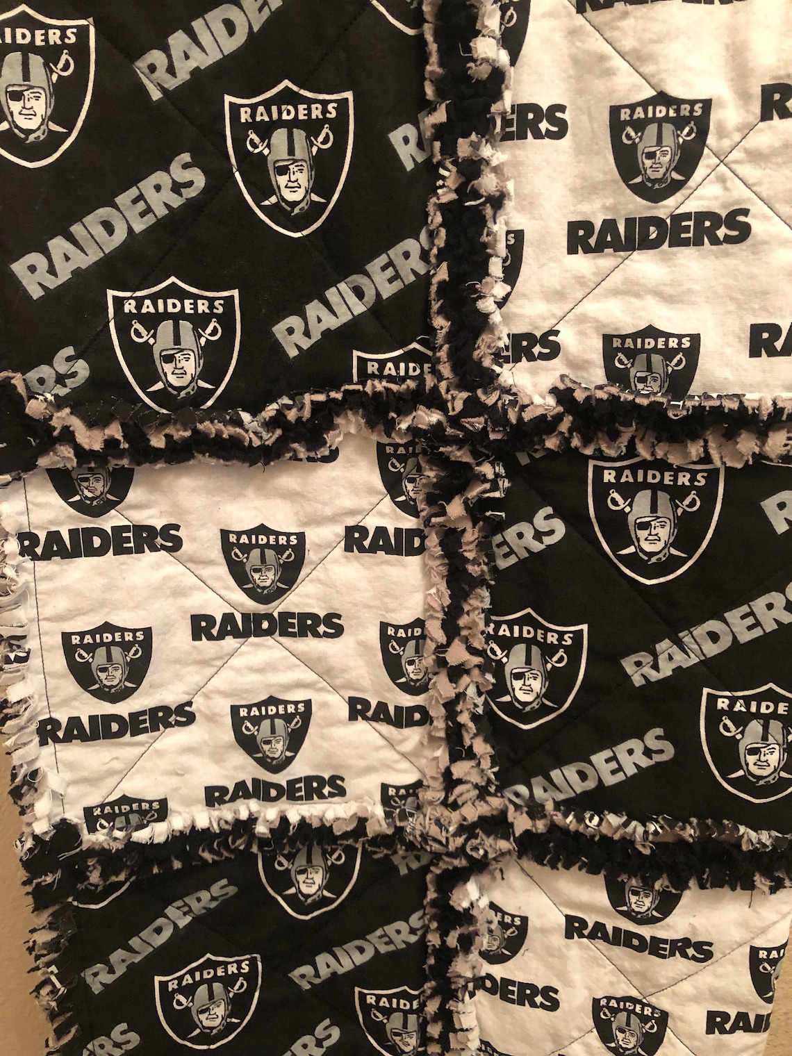 Raiders Quilt Sports Quilt Handmade Quilt Football Quilt - Etsy